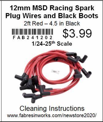 12mm MSD Racing Spark Plug Wires and Black Boots 12mm 1/24-25th Scale ...