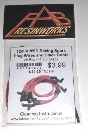 12mm MSD Racing Spark Plug Wires and Black Boots 12mm 1/24-25th Scale ...