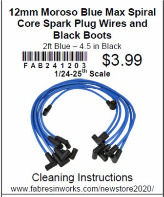 12mm Moroso Blue Max Spiral Core Spark Plug Wires and Black Boots 1/24 ...