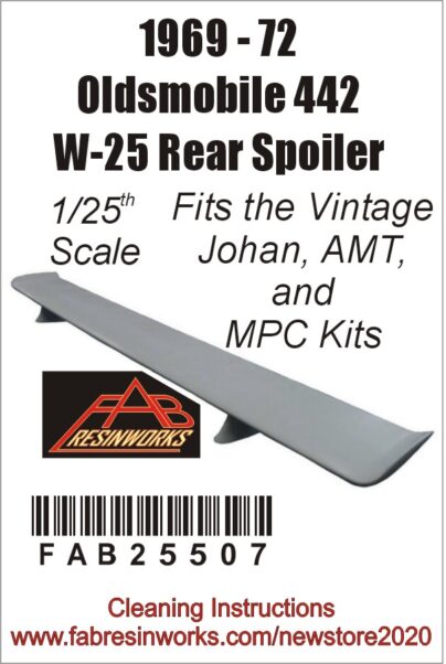 1969-1972 Oldsmobile 442 W-25 Rear Spoiler 1/25th Scale – FAB Resinworks